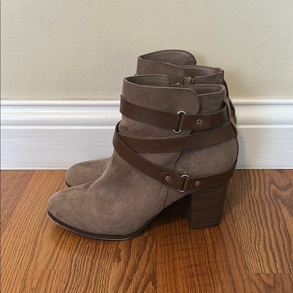 Material Girl | Shoes | Material Girl Taupe Suede Ankle Boots With ...